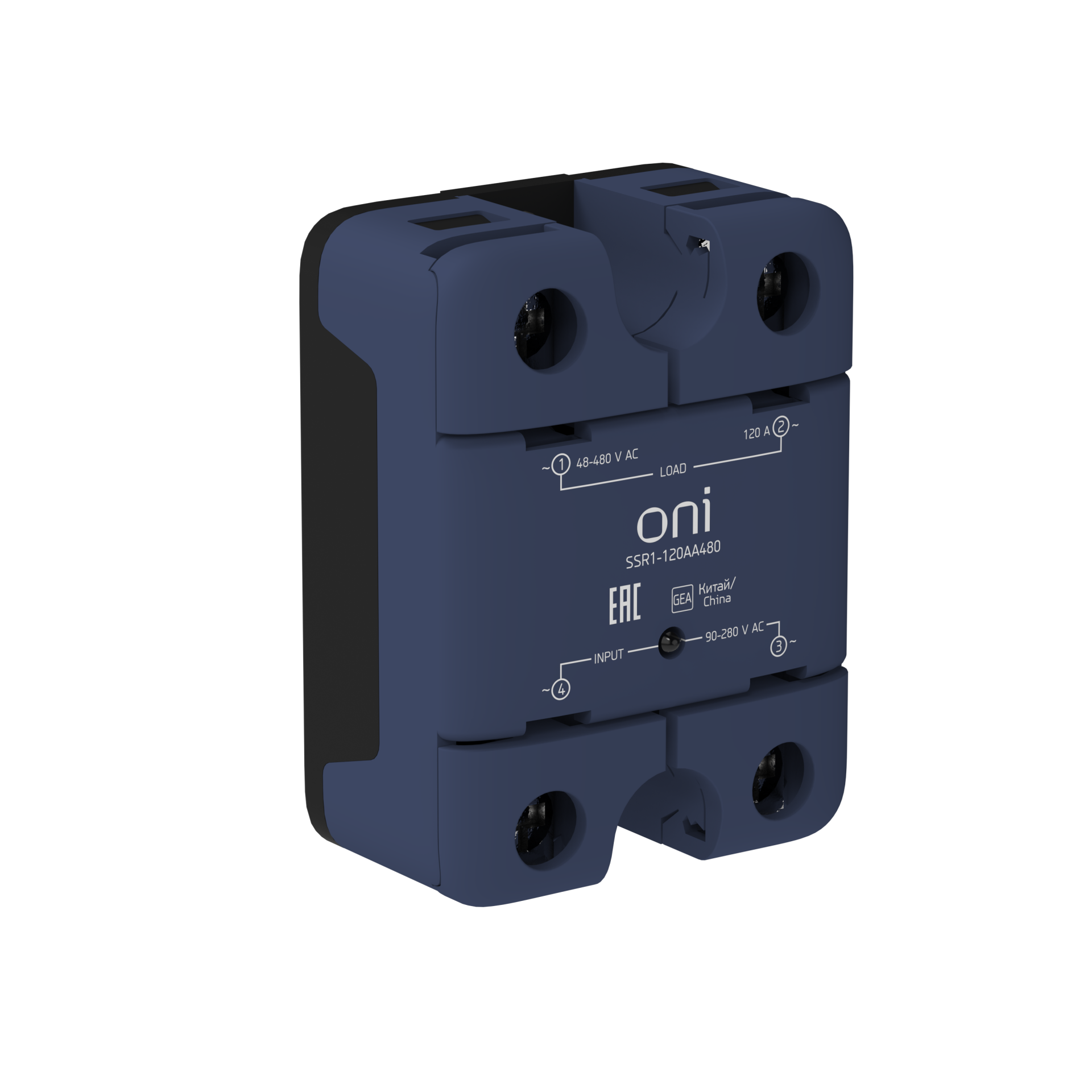 Реле твердотельное SSR1 120А 90-280В AC 48-480В AC ONI, IEK SSR1-120AA480 (1 шт.)