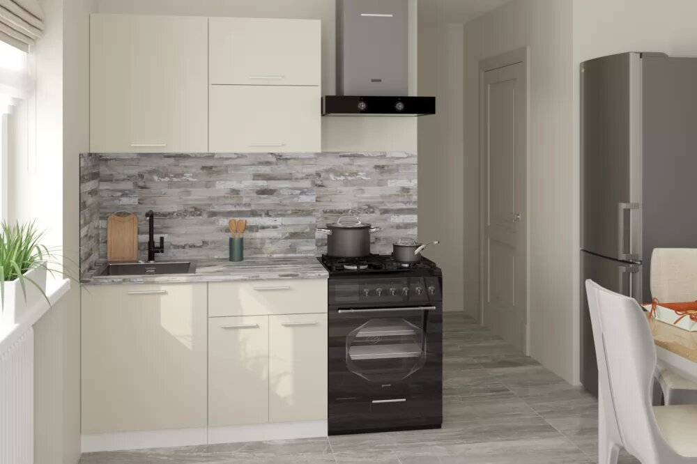 Кухонный гарнитур Герда Дюна лайт 1200 мм, каркас ЛДСП, фасад ЛДСП, Белый/Кашемир