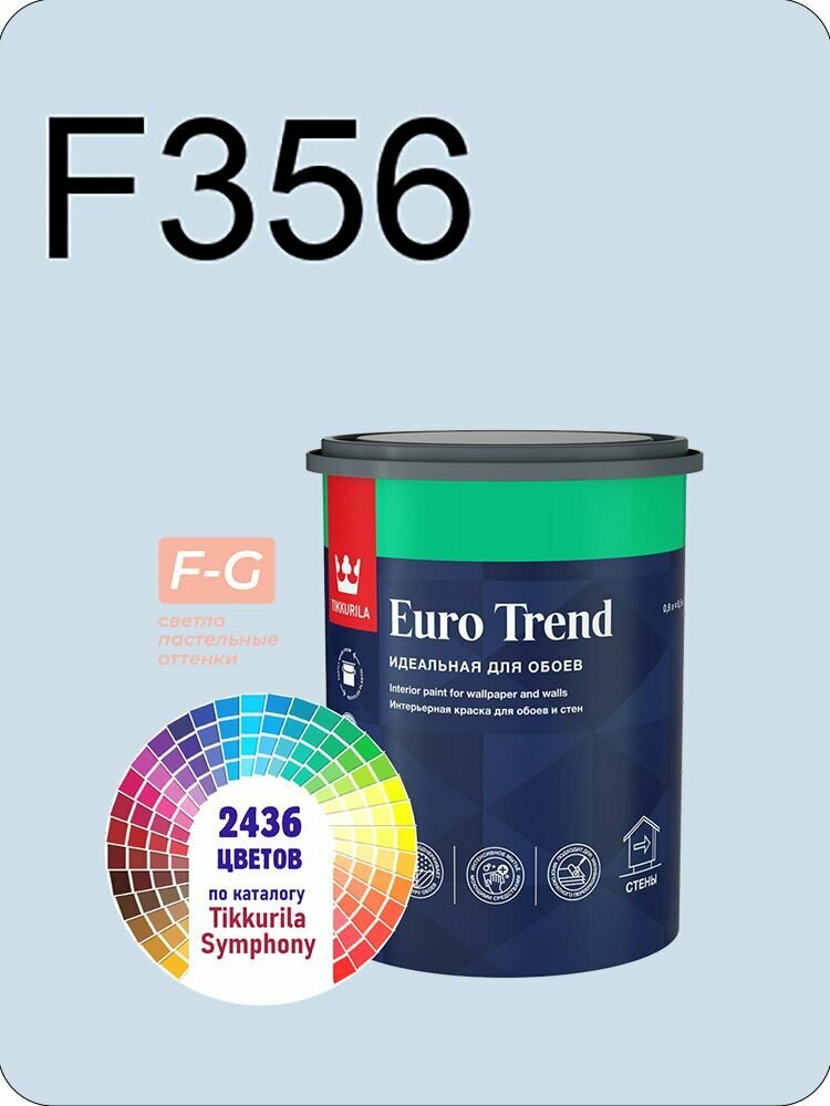 Краска для обоев Tikkurila Euro Trend 0,9л. светло-пастельные оттенки F356