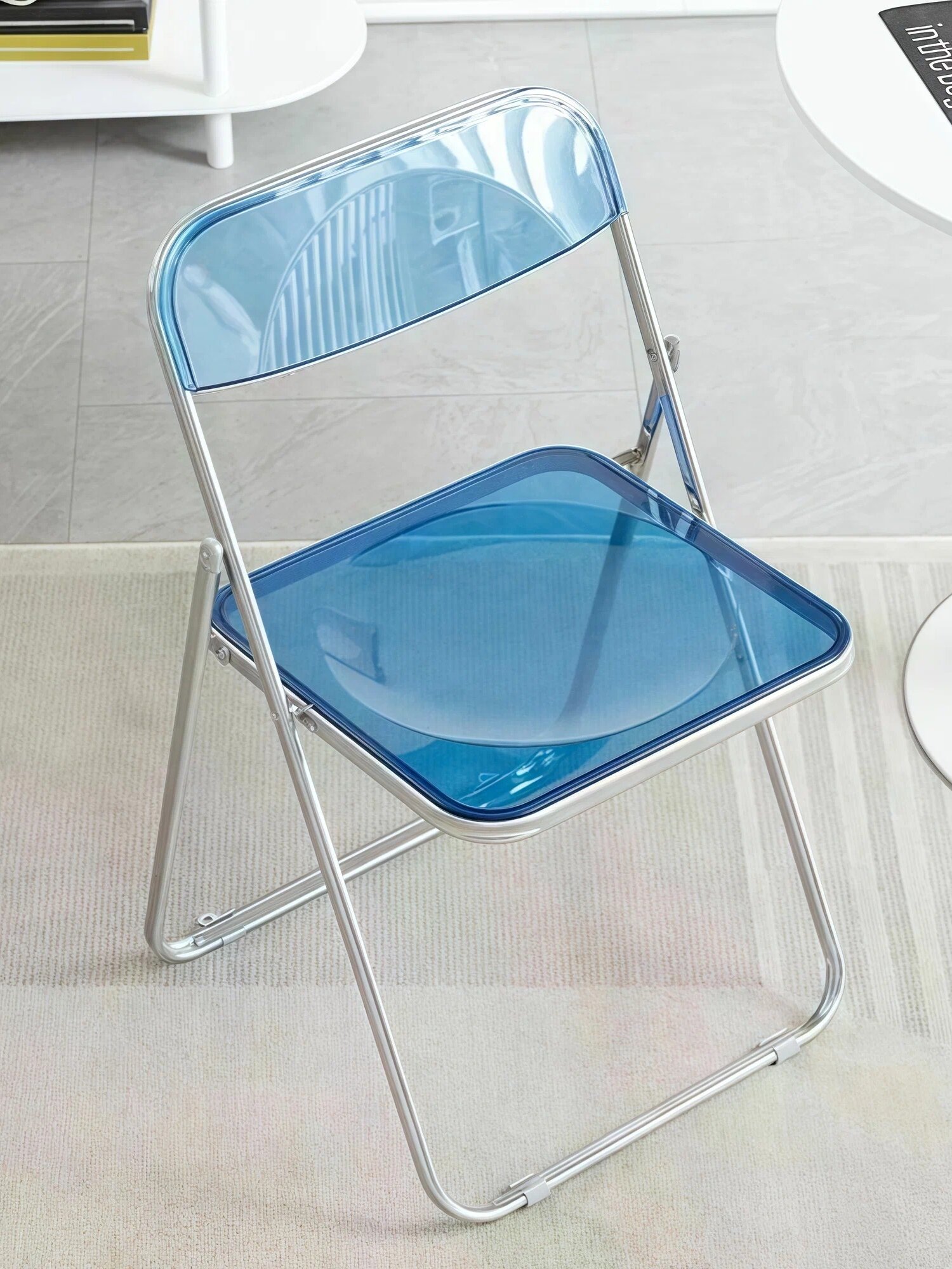 Складной стул, акриловая обивка, пластиковый каркас, 46х45 см, синий