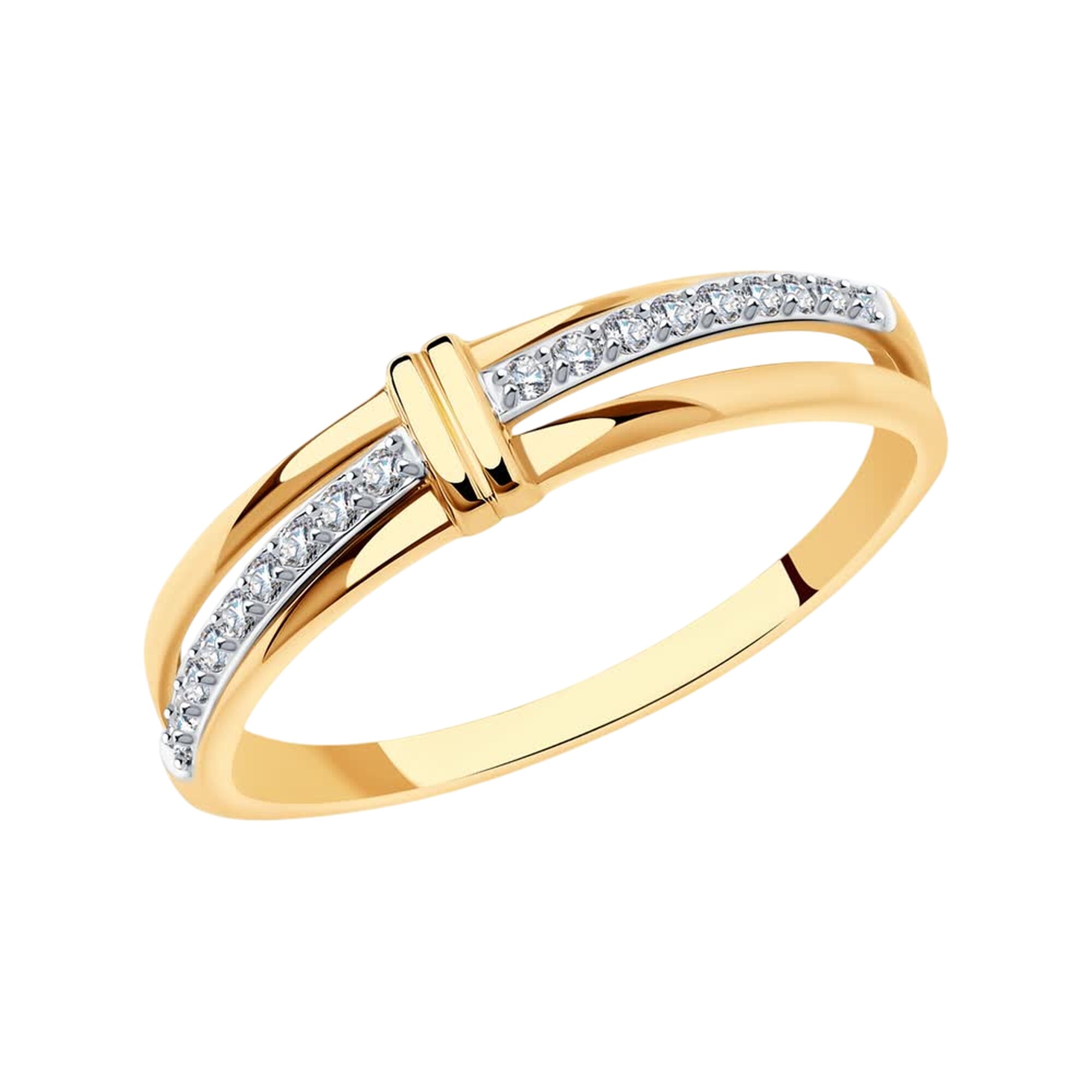 Кольцо дорожка, красное золото, 585 проба, фианит