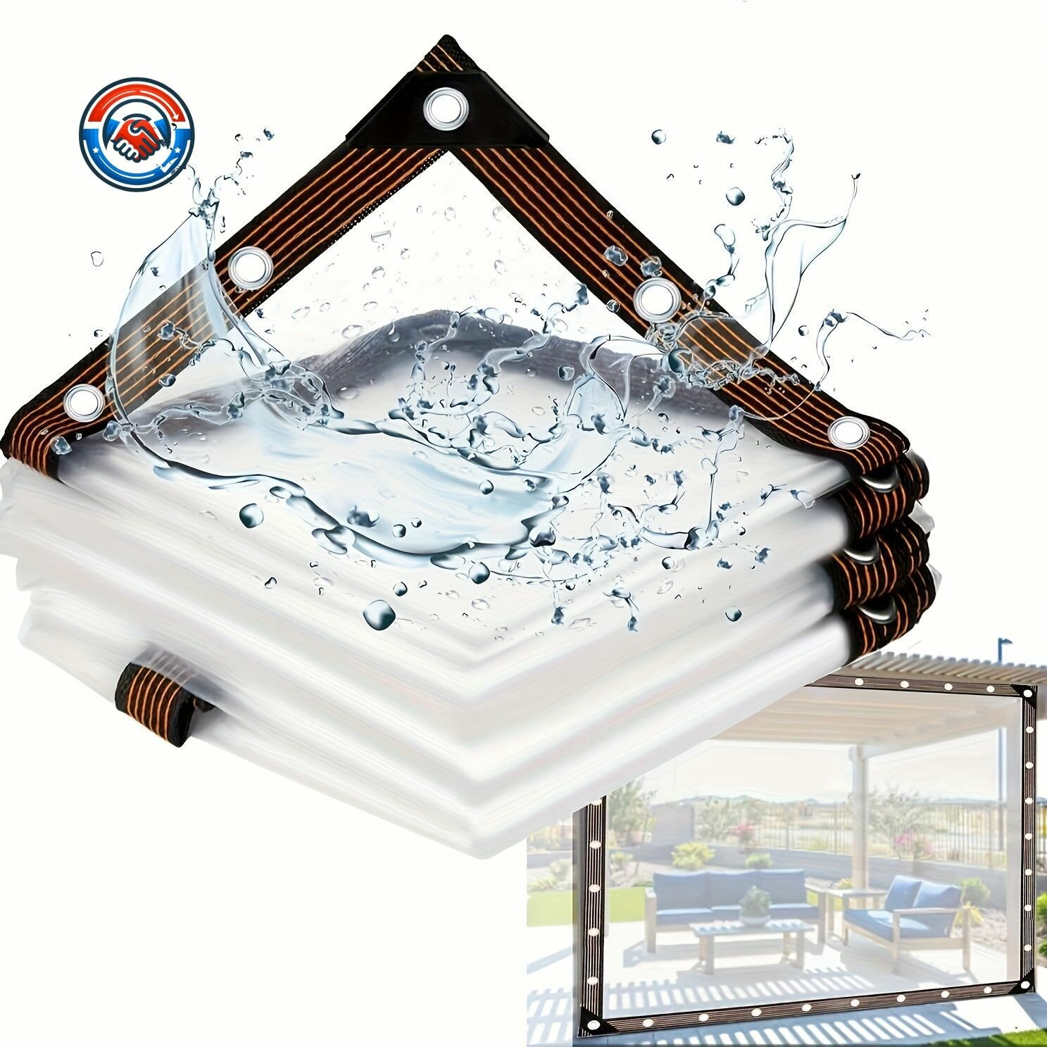 Прозрачный водонепроницаемый тент из ПВХ для беседки, террасы и сада, защита от дождя и ветра, укрытие с естественным освещением