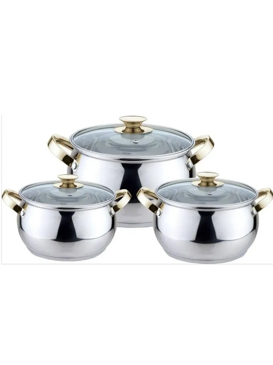 Набор кастрюль нержавеющая сталь KL-4206 6 предметов