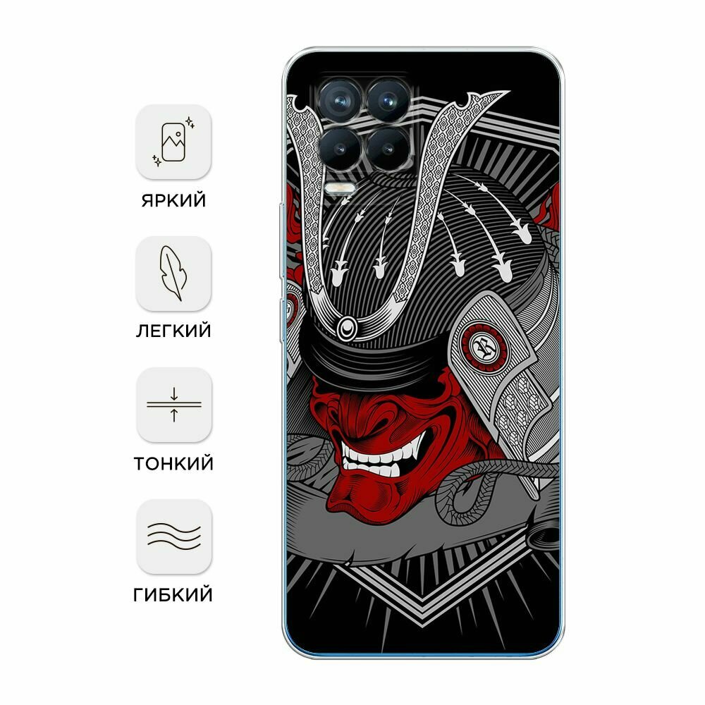 Чехол на Realme 8/8 Pro / Реалми 8/8 Про с принтом "Красная маска самурая" — фото 1