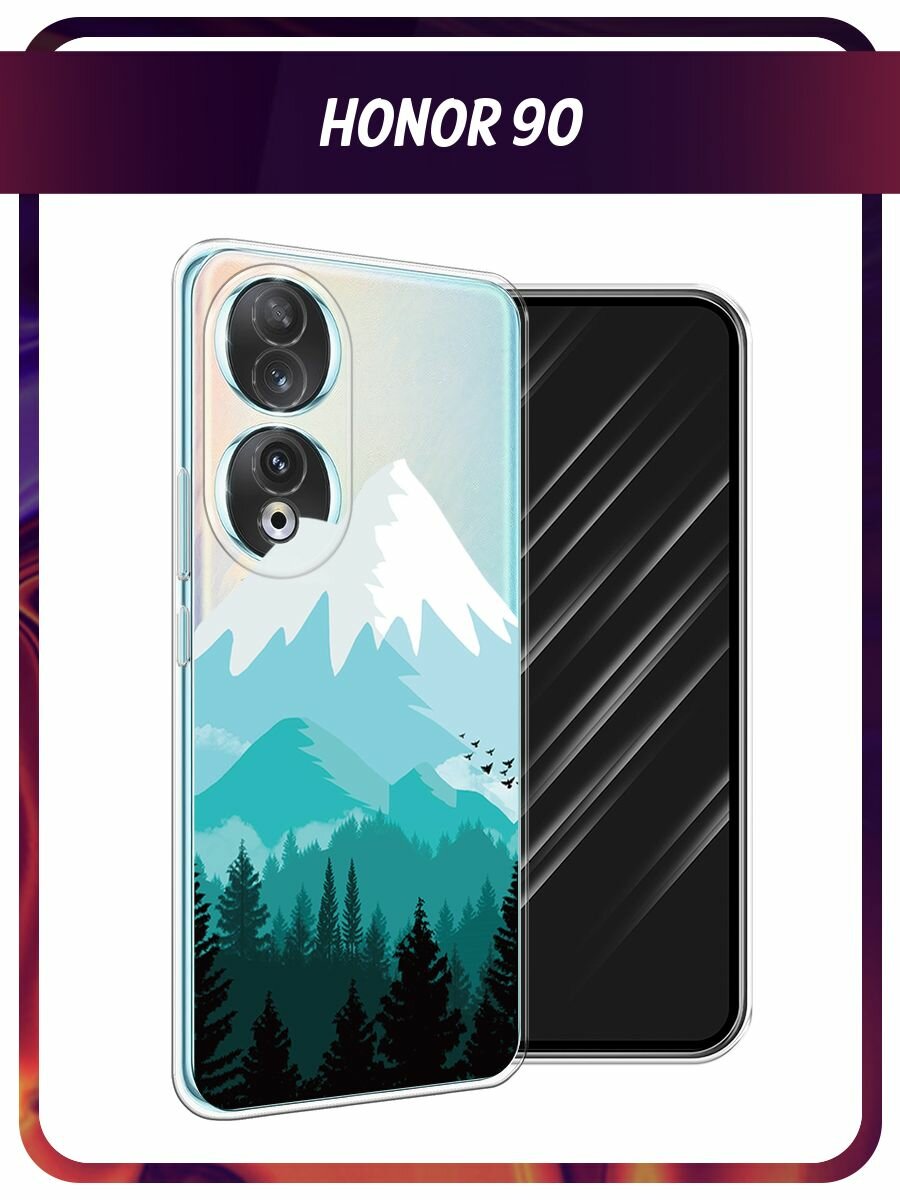 Чехол на Honor 90 / Хонор 90 с принтом Синяя снежная гора, прозрачный