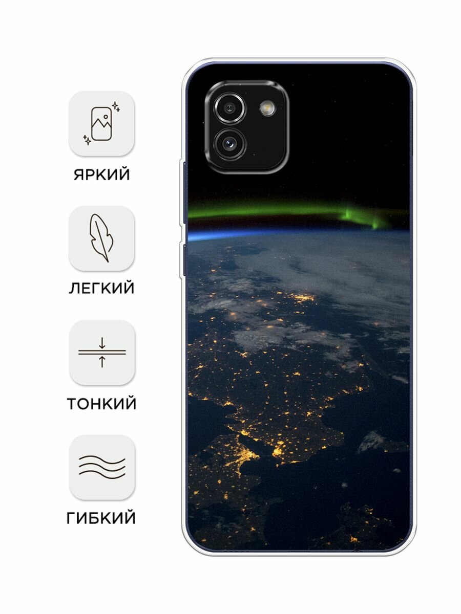 Чехол на Samsung Galaxy A03 / Самсунг Галакси А03 с принтом "Земля из космоса" — фото 1