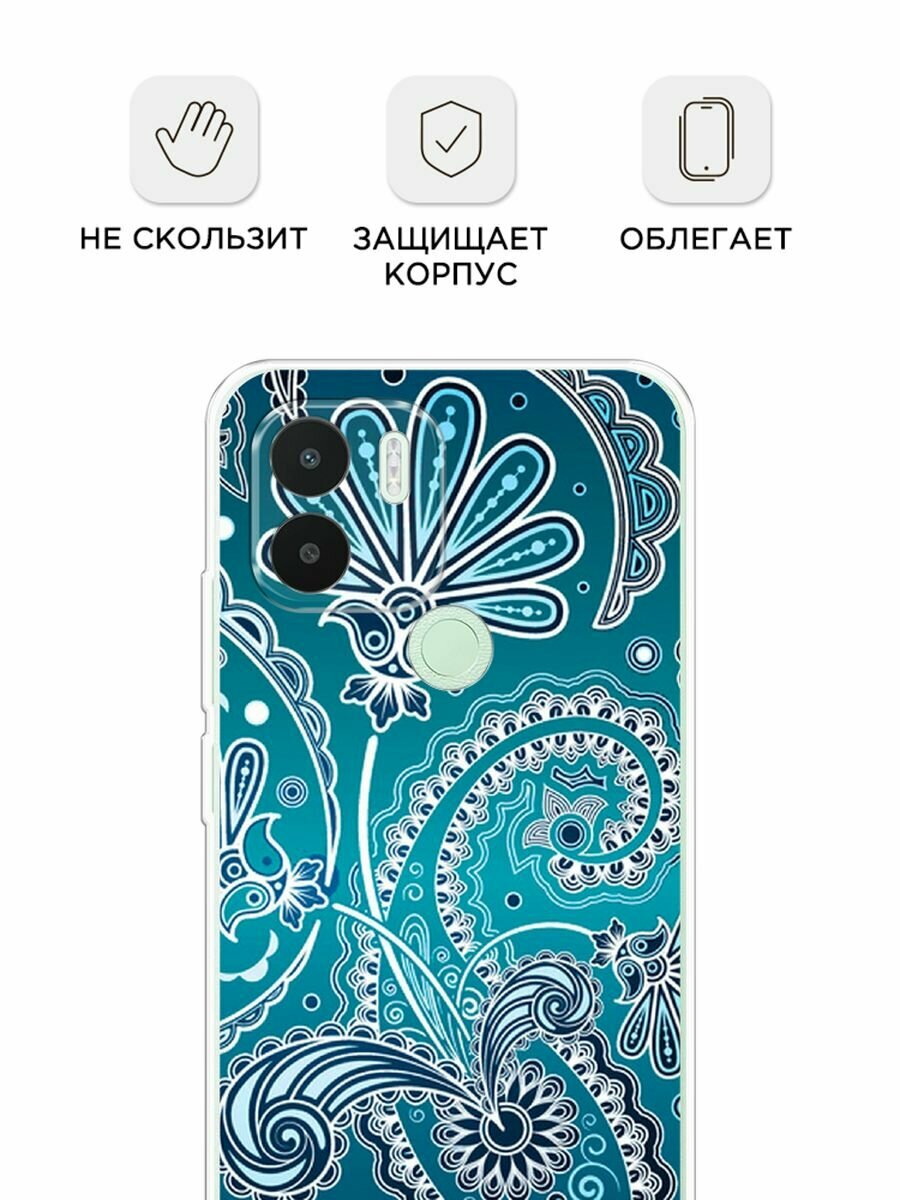 Чехол на Xiaomi Redmi A1+/Redmi A2+/Poco C51/C50 / Редми A1+ с принтом "Узоры на синем" — фото 1