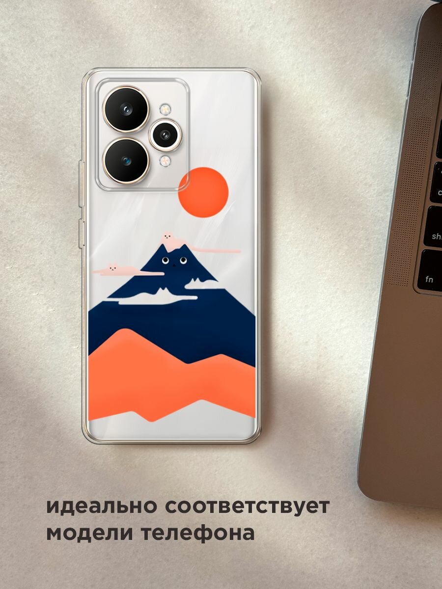 Чехол на Realme 15 / Реалми 15 с принтом "Кот-гора", прозрачный — фото 1