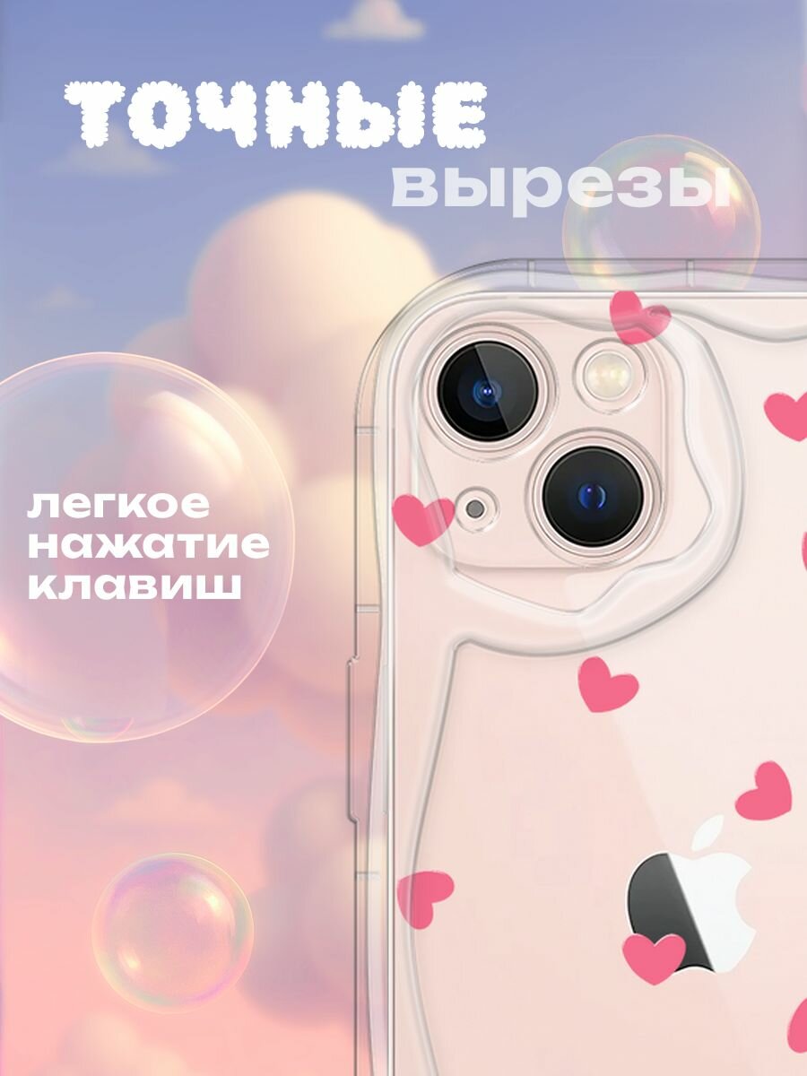 Чехол на Apple iPhone 13 / Айфон 13 с принтом Паттерн розовые сердечки — фото 1