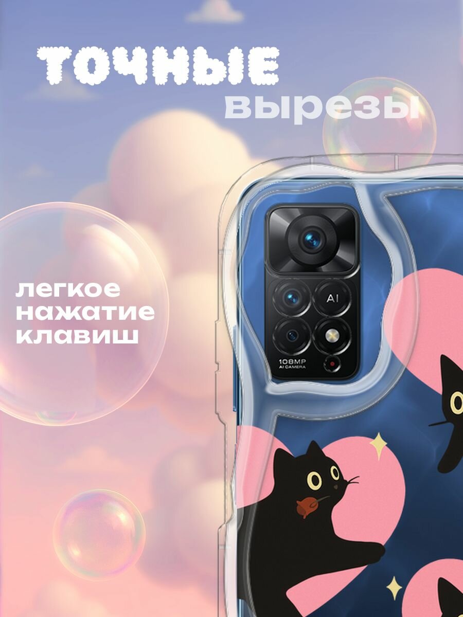 Чехол на Xiaomi Redmi Note 11 Pro/11 Pro 5G/11E Pro/12 Pro 4G / Редми Нот 11 Про с принтом "Котики с розой" — фото 1