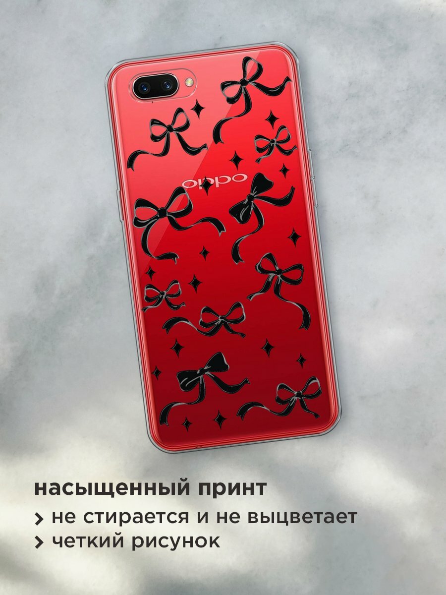 Чехол на Oppo A3s / Oppo A3s с принтом "Милые чёрные бантики 4" — фото 1