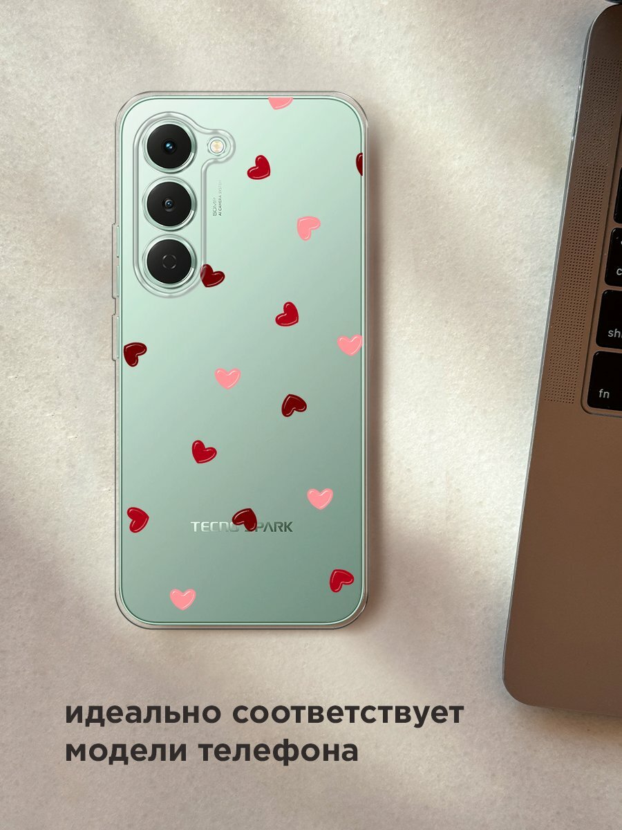 Чехол на Tecno Spark 40 Pro / Текно Спарк 40 Про с принтом "Бордовые сердечки 2" — фото 1