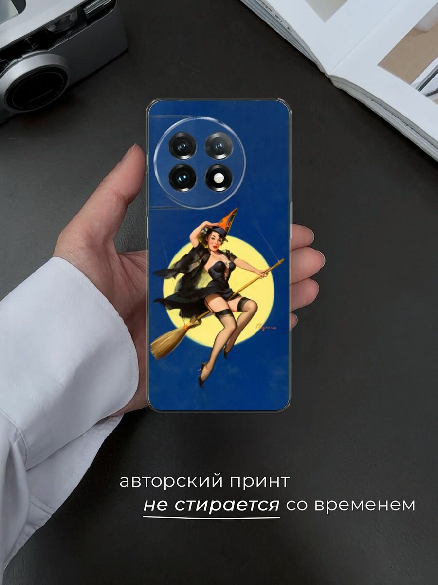 Силиконовый чехол на OnePlus 11 / Ван Плас 11 с принтом "Pin-Up Witch" — фото 1