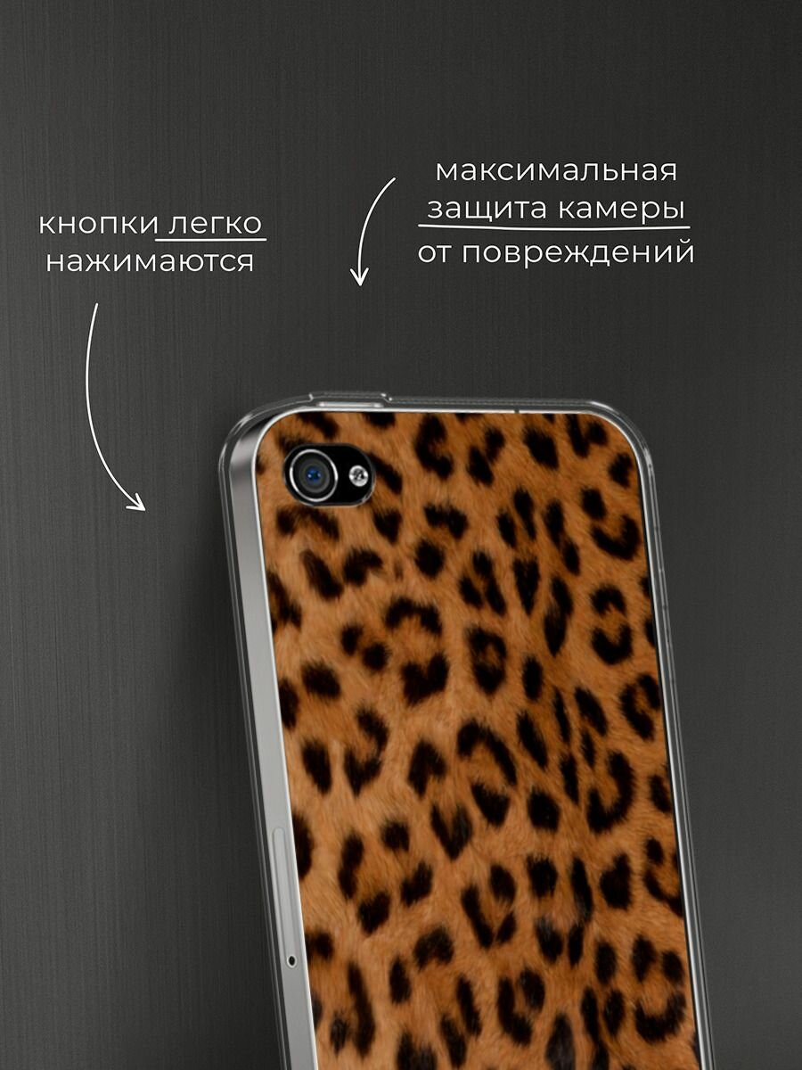 Чехол на Apple iPhone 4/4S / Айфон 4/4S с принтом "Мех леопарда" — фото 1