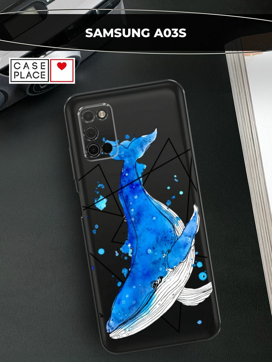 Чехол на Samsung Galaxy A03S / Самсунг Галакси A03S с принтом "Кит графика", прозрачный