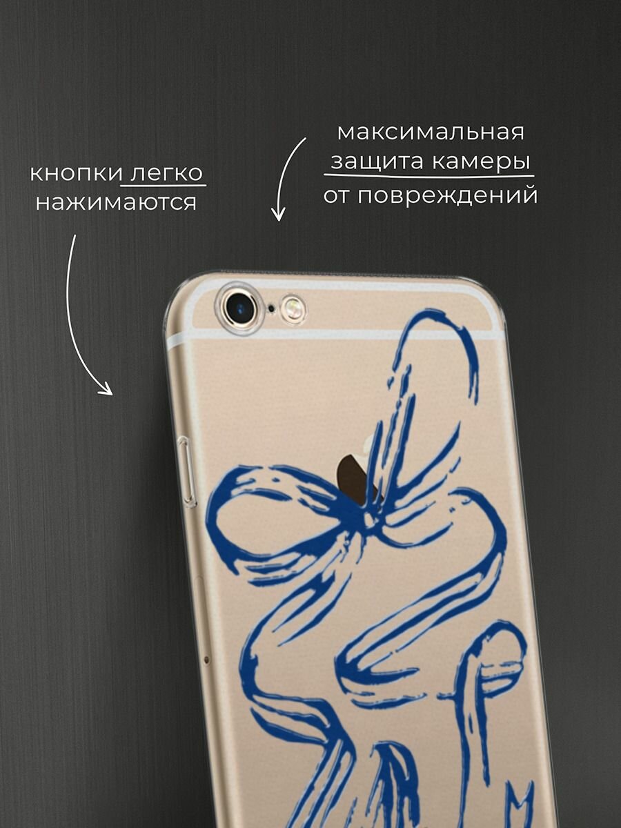 Чехол на Apple iPhone 6 Plus/6S Plus / Айфон 6 Плюс/Айфон 6С Плюс с принтом "Синие очертания банта 2" — фото 1