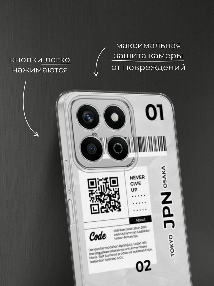 Силиконовый чехол на Honor X7c / Хонор X7c с принтом "JPN", прозрачный — фото 1