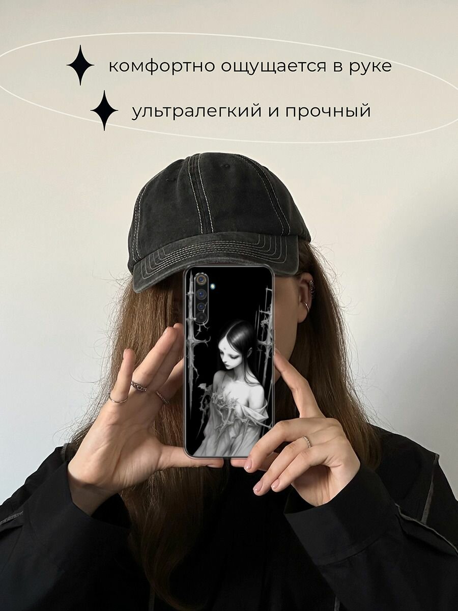 Чехол на Realme 6 Pro / Реалми 6 Про с принтом "Грустная готическая девушка" — фото 1