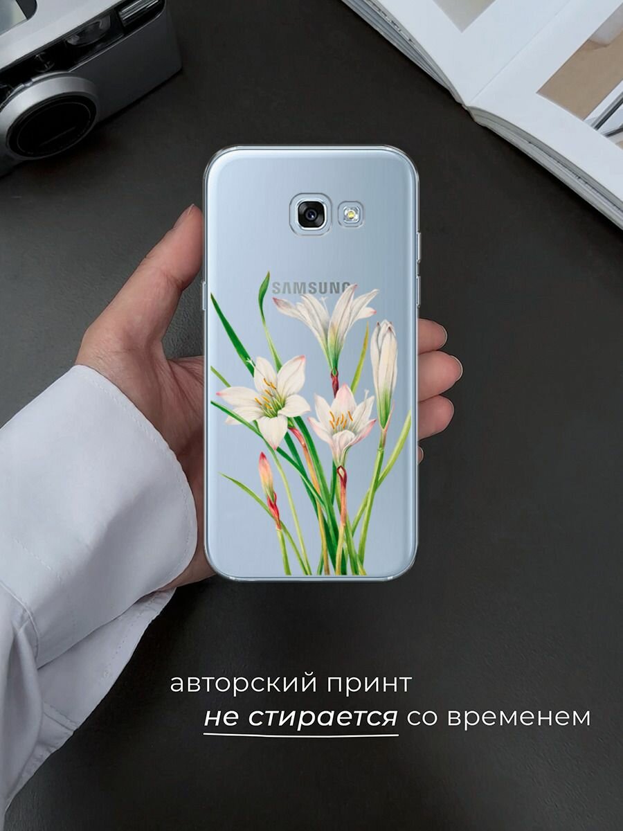 Чехол на Samsung Galaxy A5 2017 / Самсунг Галакси А5 2017 с принтом "White lily", прозрачный — фото 1