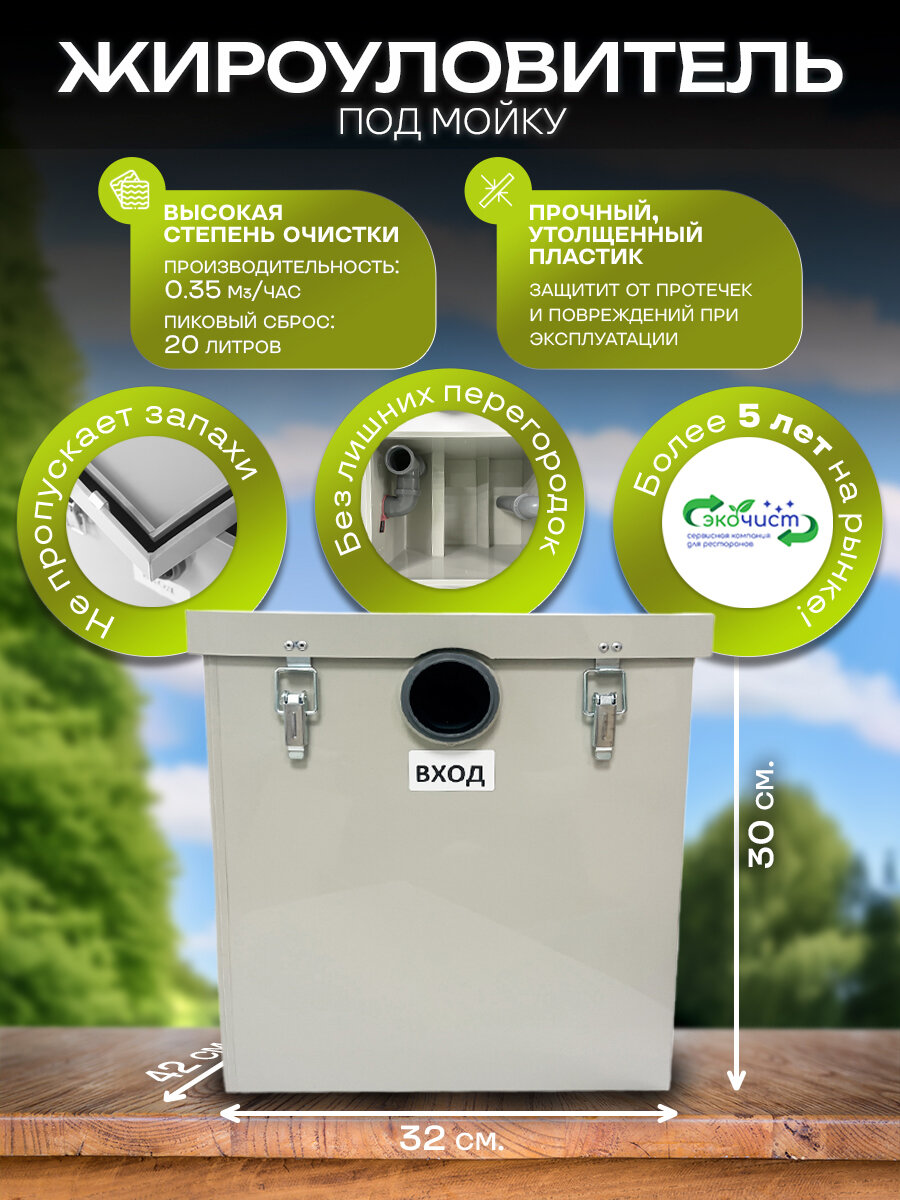 Жироуловитель под мойку ЭкоЧист 0,35 -20 для кафе / гостиниц / частных домов