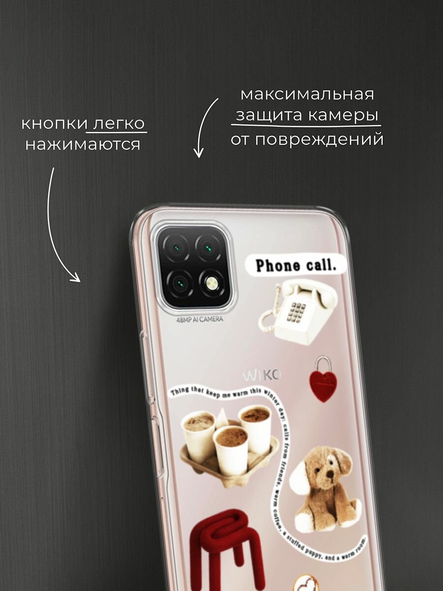 Чехол на Wiko T3 / Вико Т3 с принтом "Phone call", прозрачный — фото 1