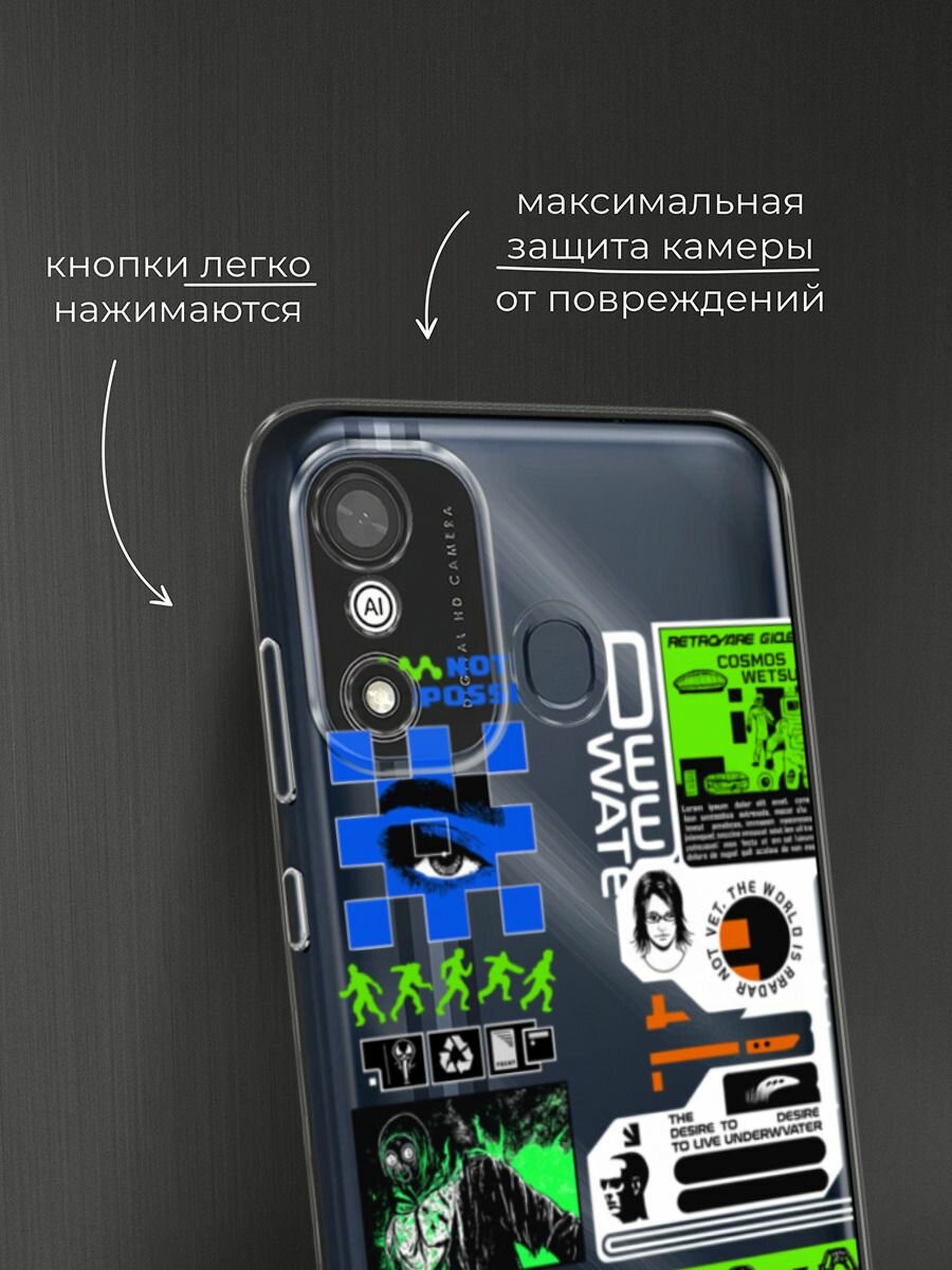 Чехол на Itel A27 / Ител А27 с принтом "Nothing impossible", прозрачный — фото 1