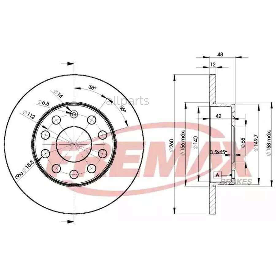 FREMAX 'BD5310 Диск тормозной зад GOLF 5