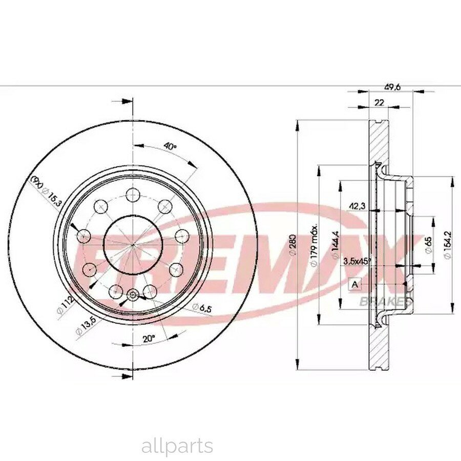 FREMAX BD5614 диск тормозной передний!\ Audi A3, Skoda Octavia, VW Golf 1.4-2.0TDi 03>