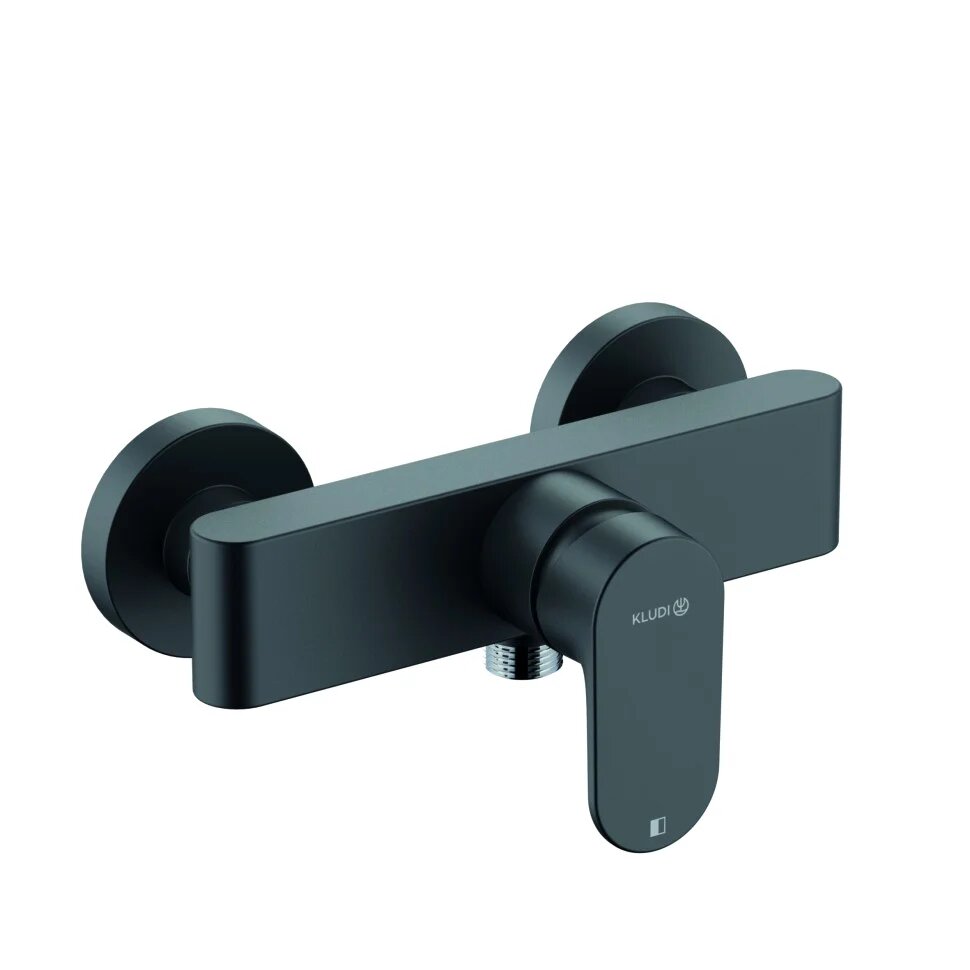 Смеситель для душа Kludi Kludi-Louva 248313975 черный, матовый, настенный, латунный, однорычажный, без лейки, смеситель для ванны с душем