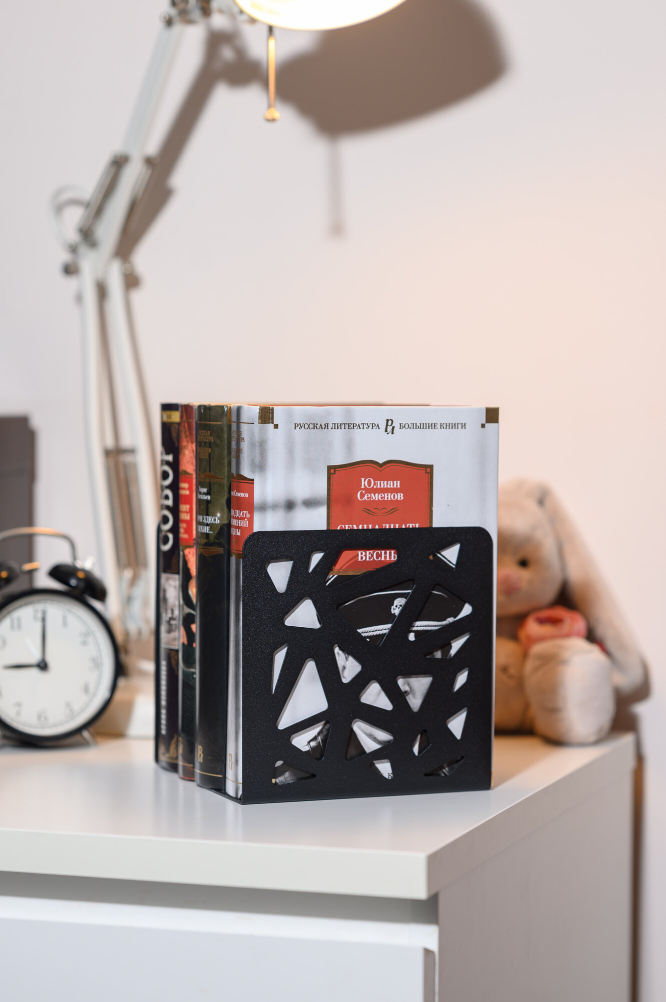 Держатель ограничитель для книг Лед, металл 1 мм, черный (комплект)