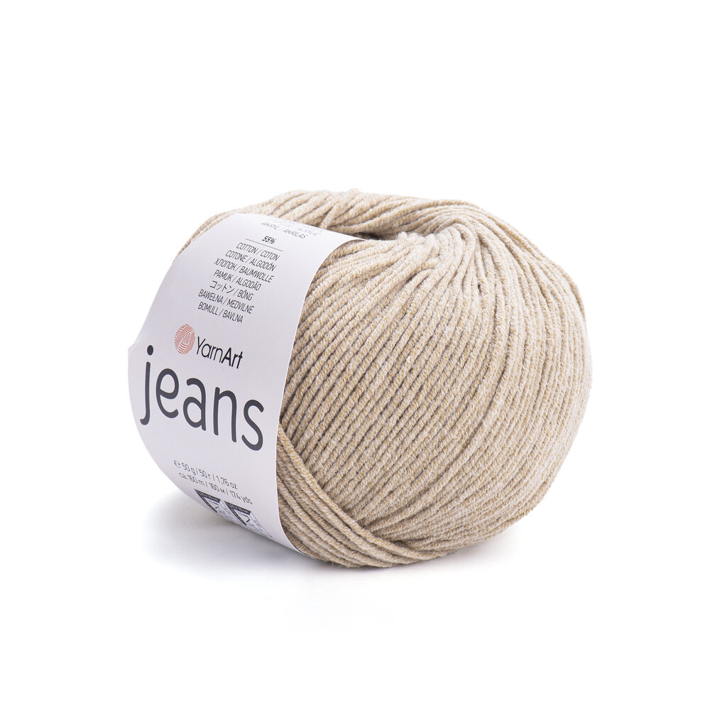 Пряжа для вязания YarnArt Jeans 48 бежевый 1 моток 50 гр/160 м 55% хлопок, 45% акрил