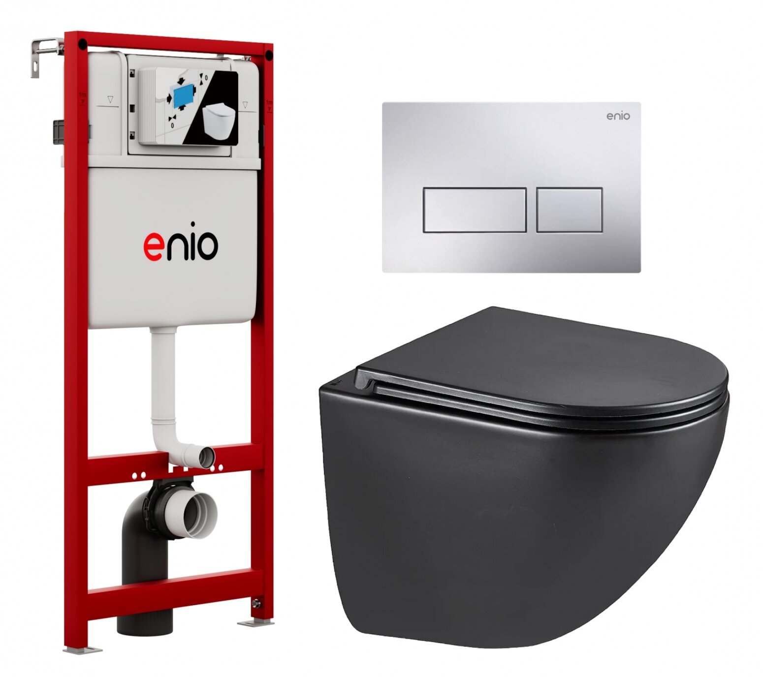 Комплект 3 в 1 инсталляция Enio Profi EN7050050 + Унитаз подвесной Lemark Glazer 9612004 + кнопка хром Linea