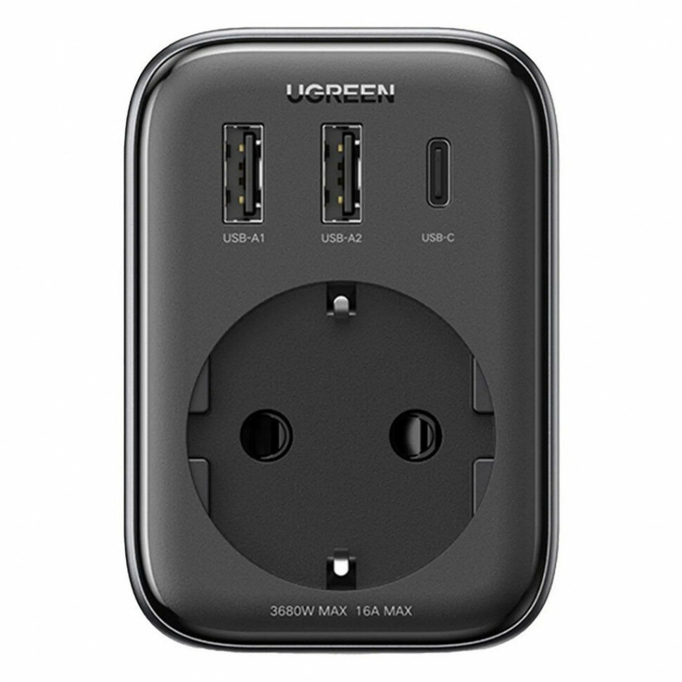 Сетевое зарядное устройство Ugreen CD314 DigiNest Outlet Extender (1 AC outlets + 30W 2A1C) (90613) черный