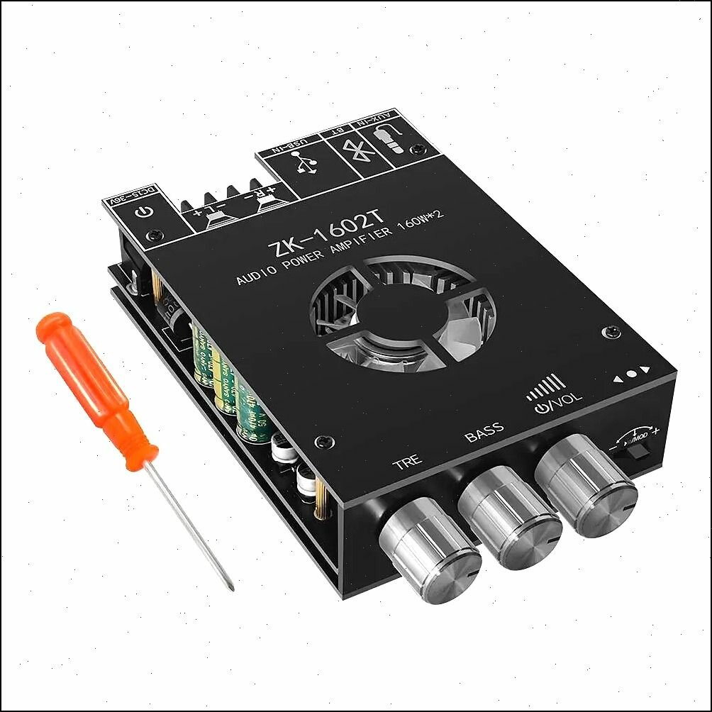 Усилитель звука Bluetooth ZK-1602T TDA7498E 160 Вт 2.0 канала автомобильный мощный