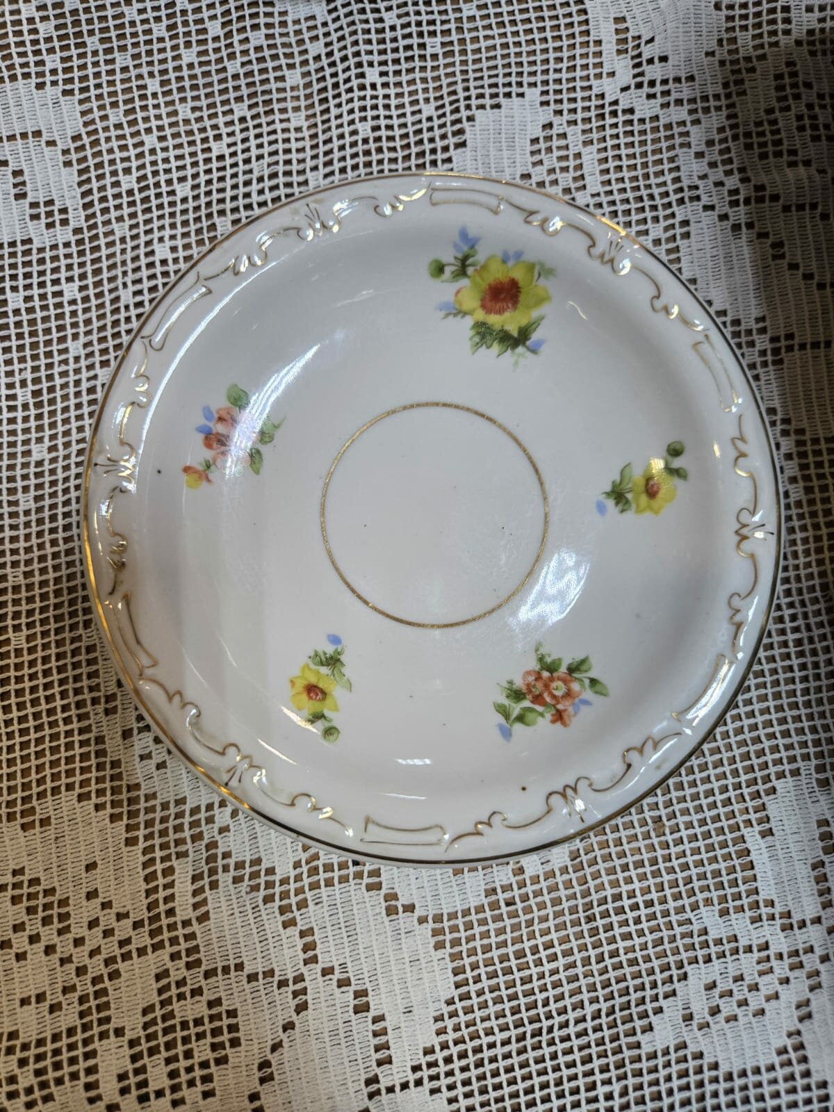 Блюдце чайное с цветочным рисунком винтажное советское, фарфор, Дулево СССР