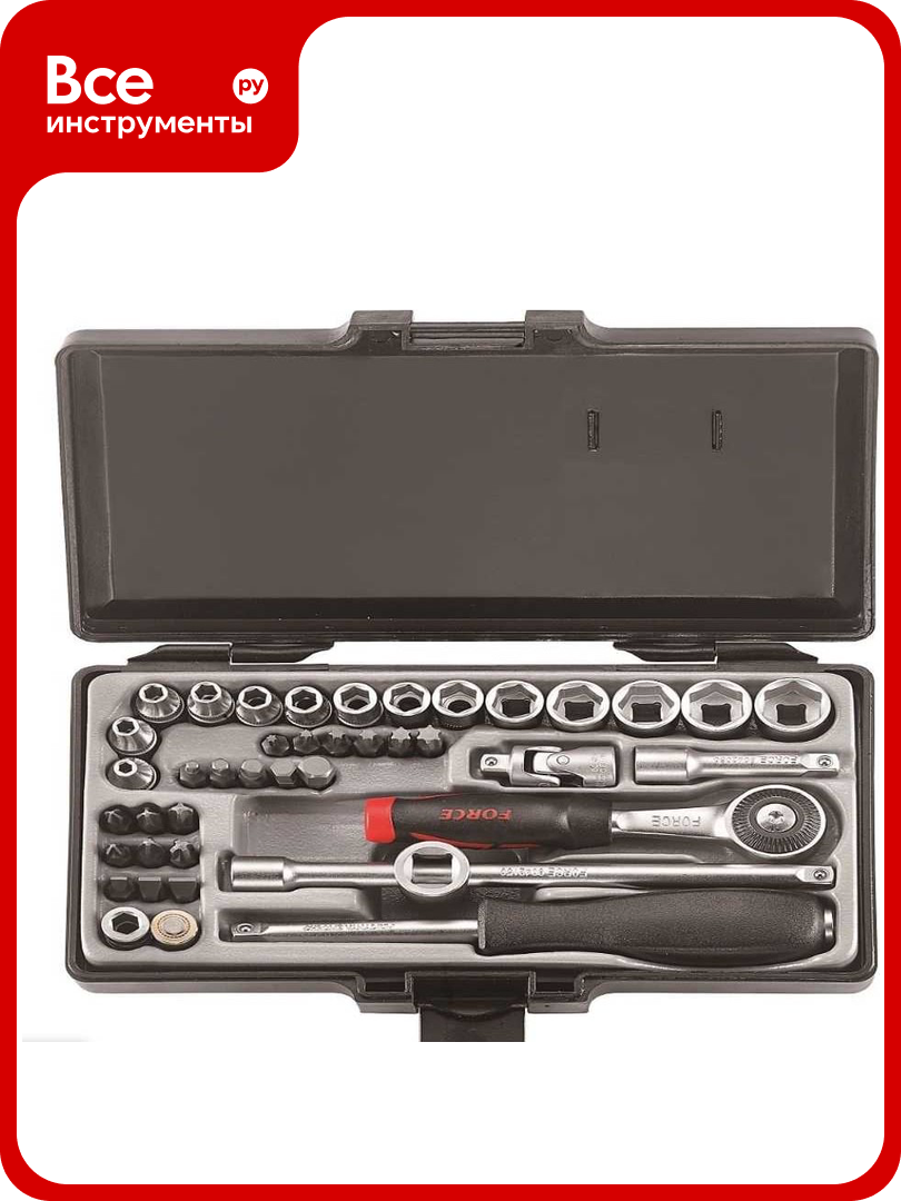 Набор 6-тигранных головок с приспособлениями 42 предметов FORCE 2421F