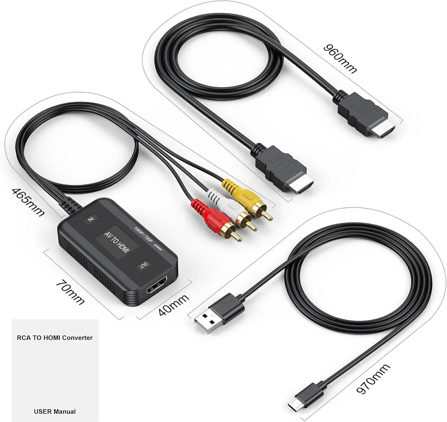 Конвертер AV в HDMI XQ-StellarEon AV male USB 1m cable
