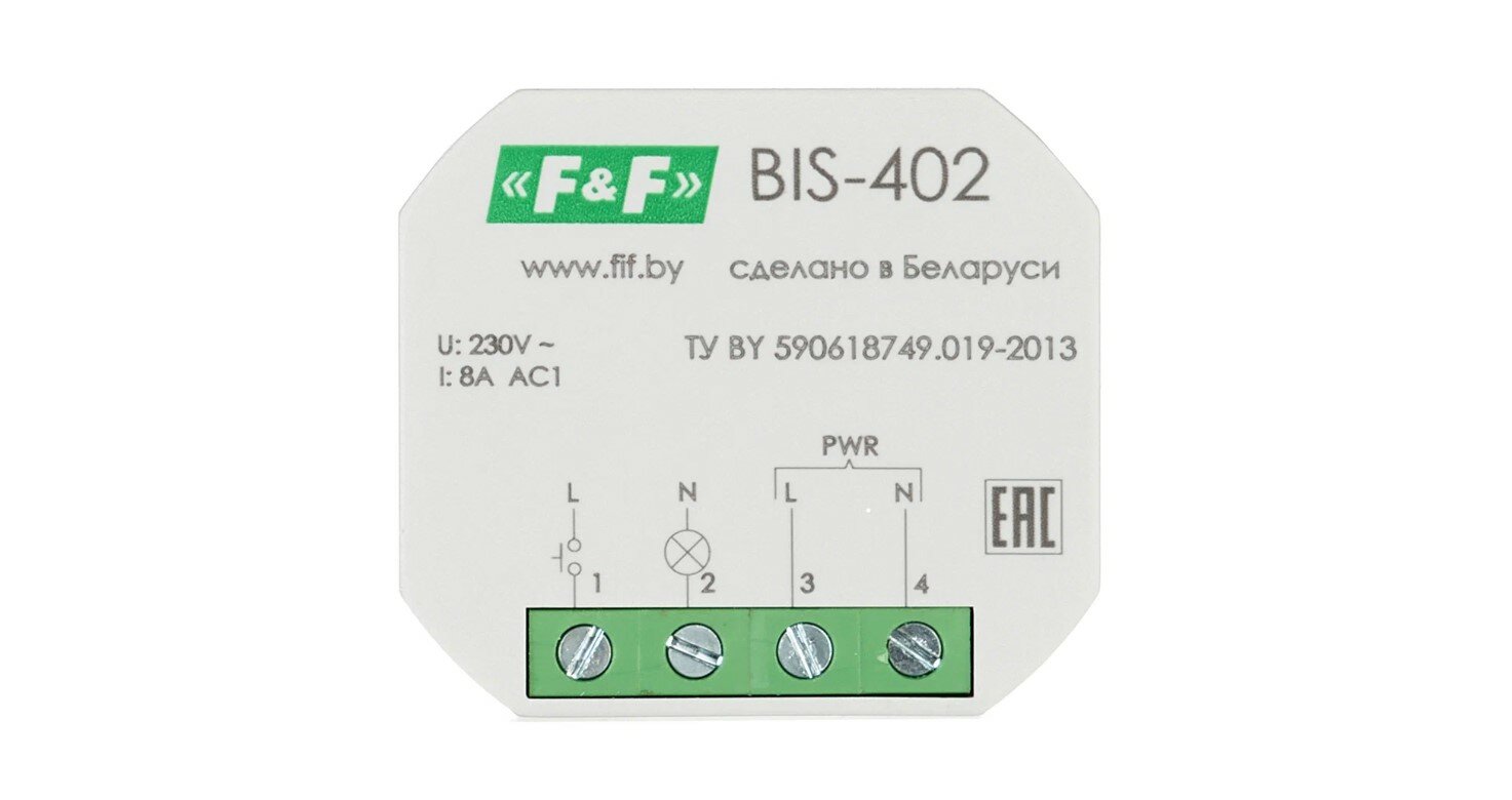 Реле импульсное Евроавтоматика BIS-402 220 В 8 А тип AC 1P+N