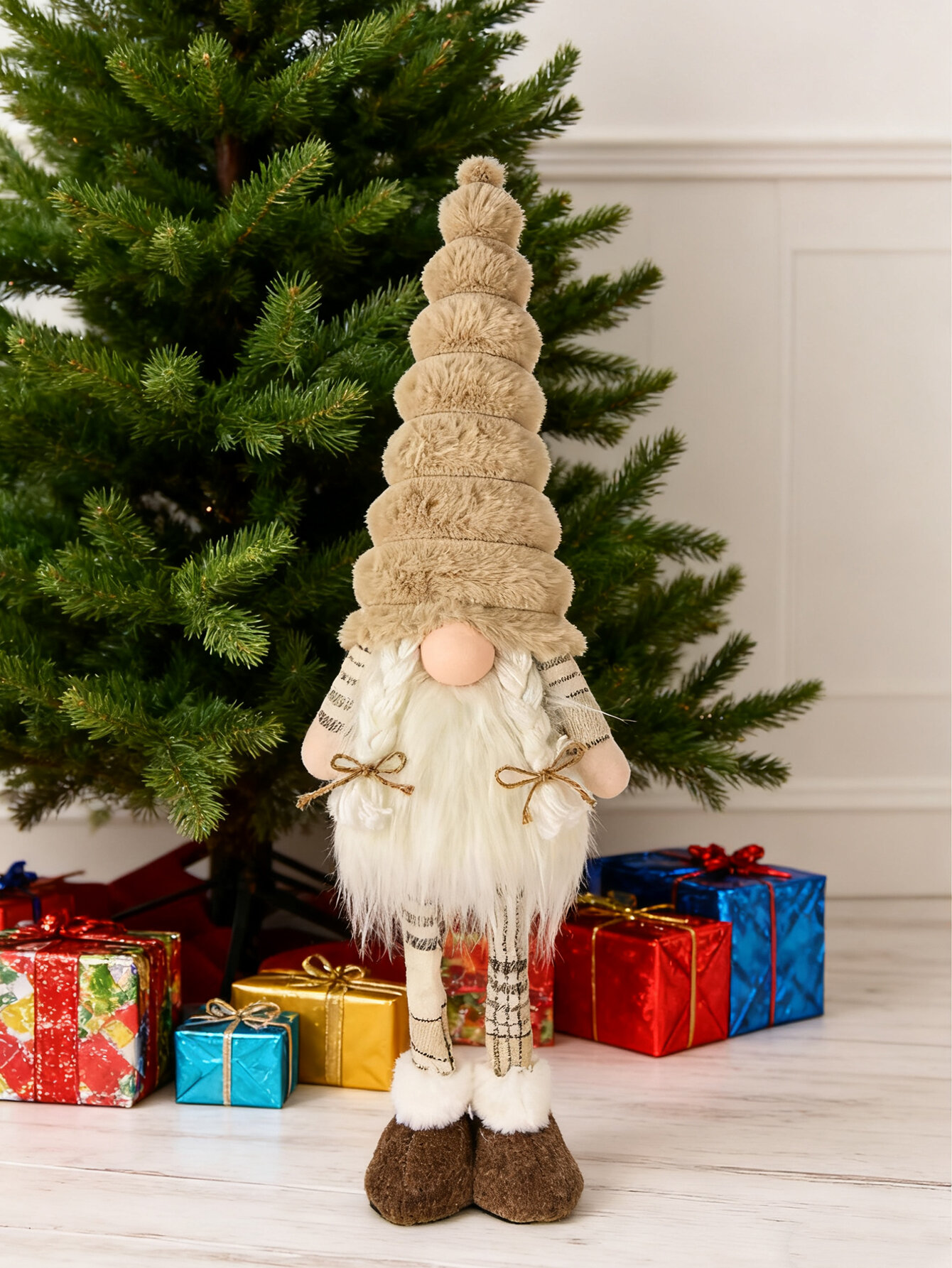 Фигурка эльфа в скандинавском стиле на Рождество с регулируемыми ногами – декор для создания рождественского настроения