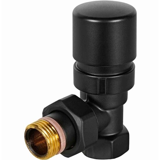 Клапан Stout термостатический Design черный, угловой 1/2