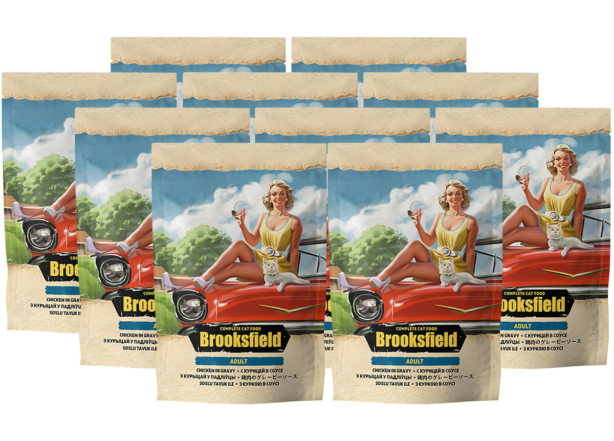 Корм влажный Brooksfield Cat Adult для взрослых кошек, курица, 85 г х 10 шт