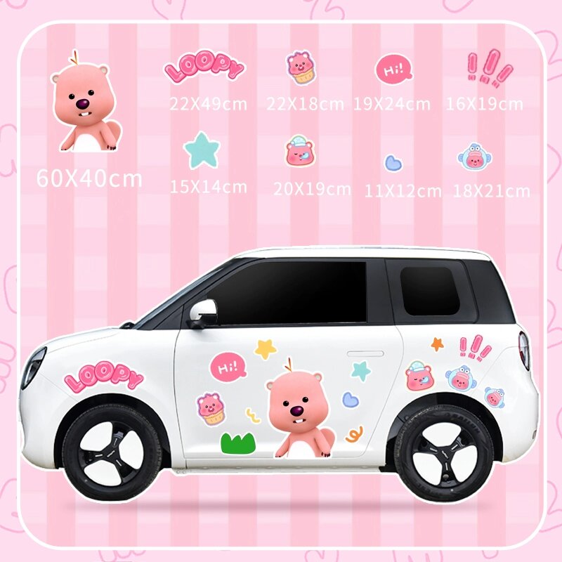 Наклейки на кузов автомобиля Panda mini, липкие, в виде лоуипа, рубинового маленького бобра, для декора кузова,
