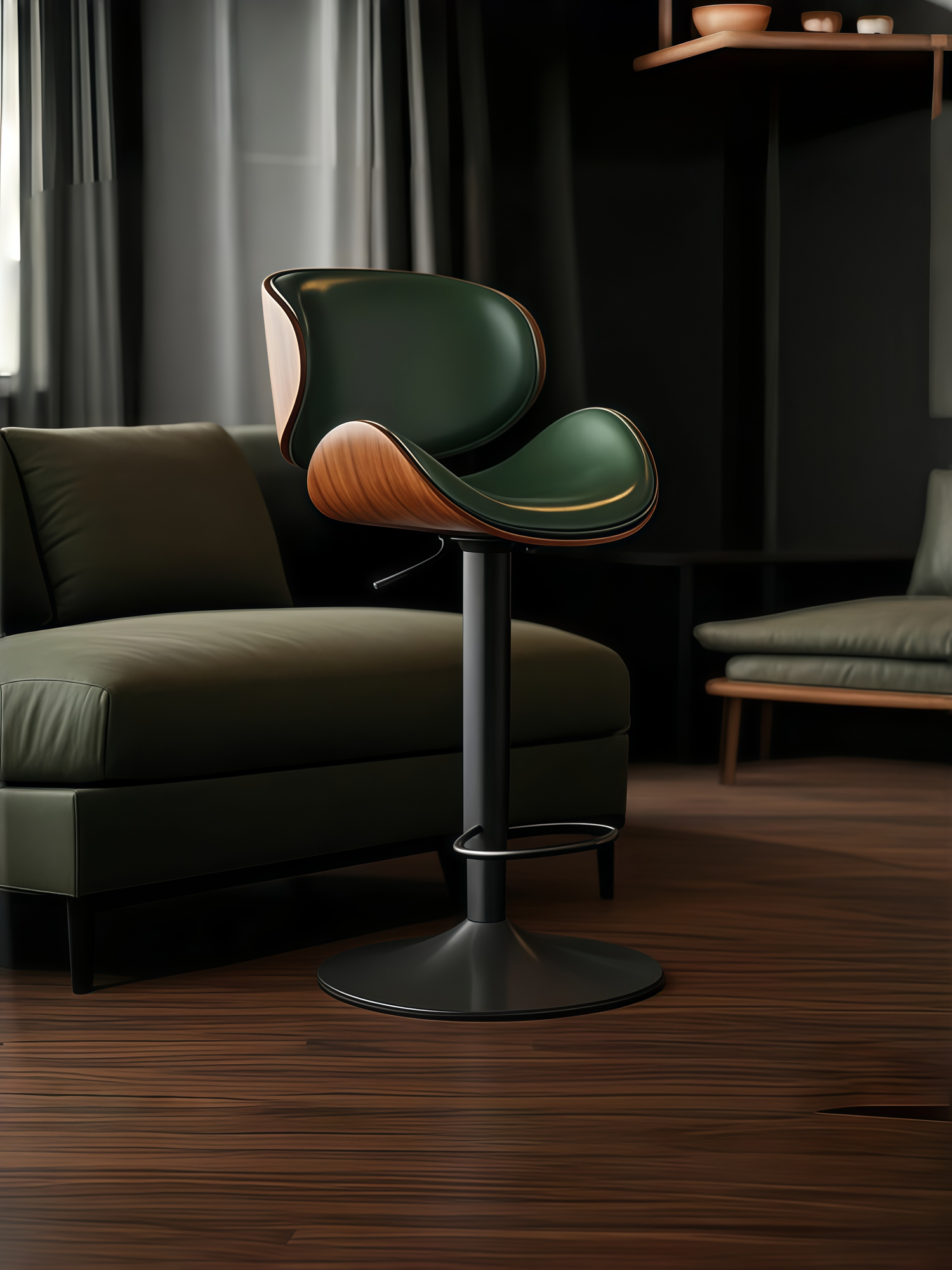 Барные стулья, барные табуреты, вращающиеся высокие табуреты Материал из натуральной кожи