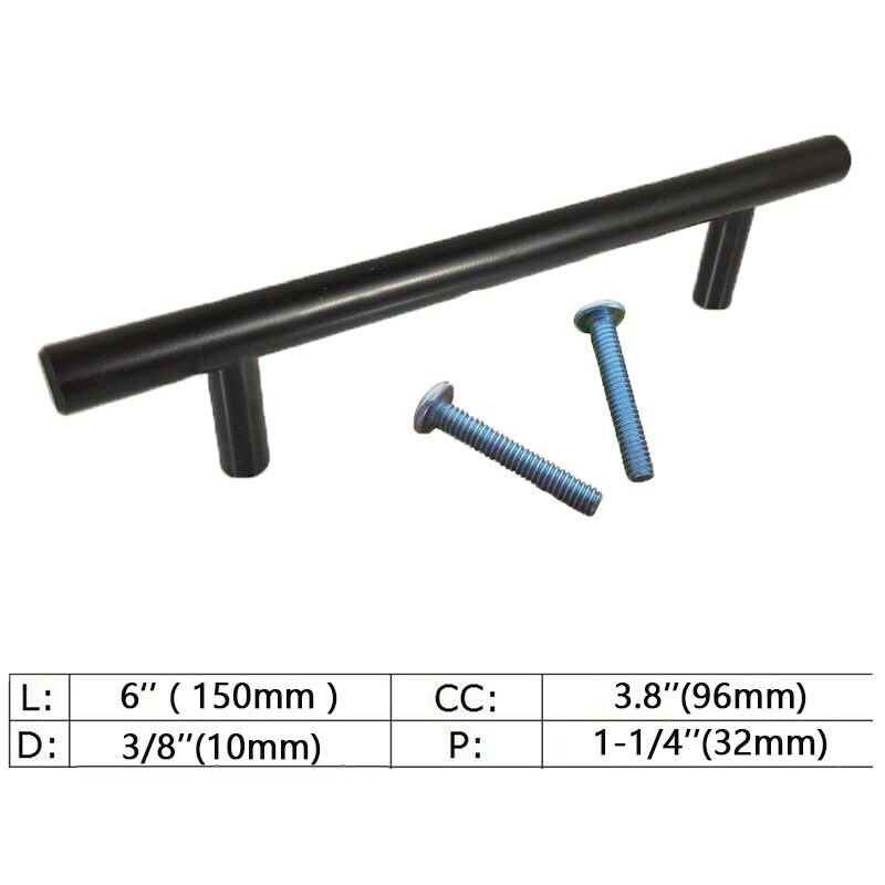 Ручка для ящика timeless hardware t bar, нержавеющая сталь, черный, 6 дюймов