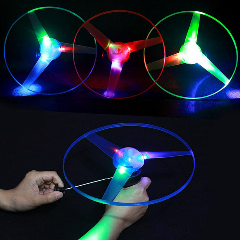 25-сантиметровый светящийся летающий тарелка на шнурке, классическая ностальгическая детская игрушка, летающий диск на