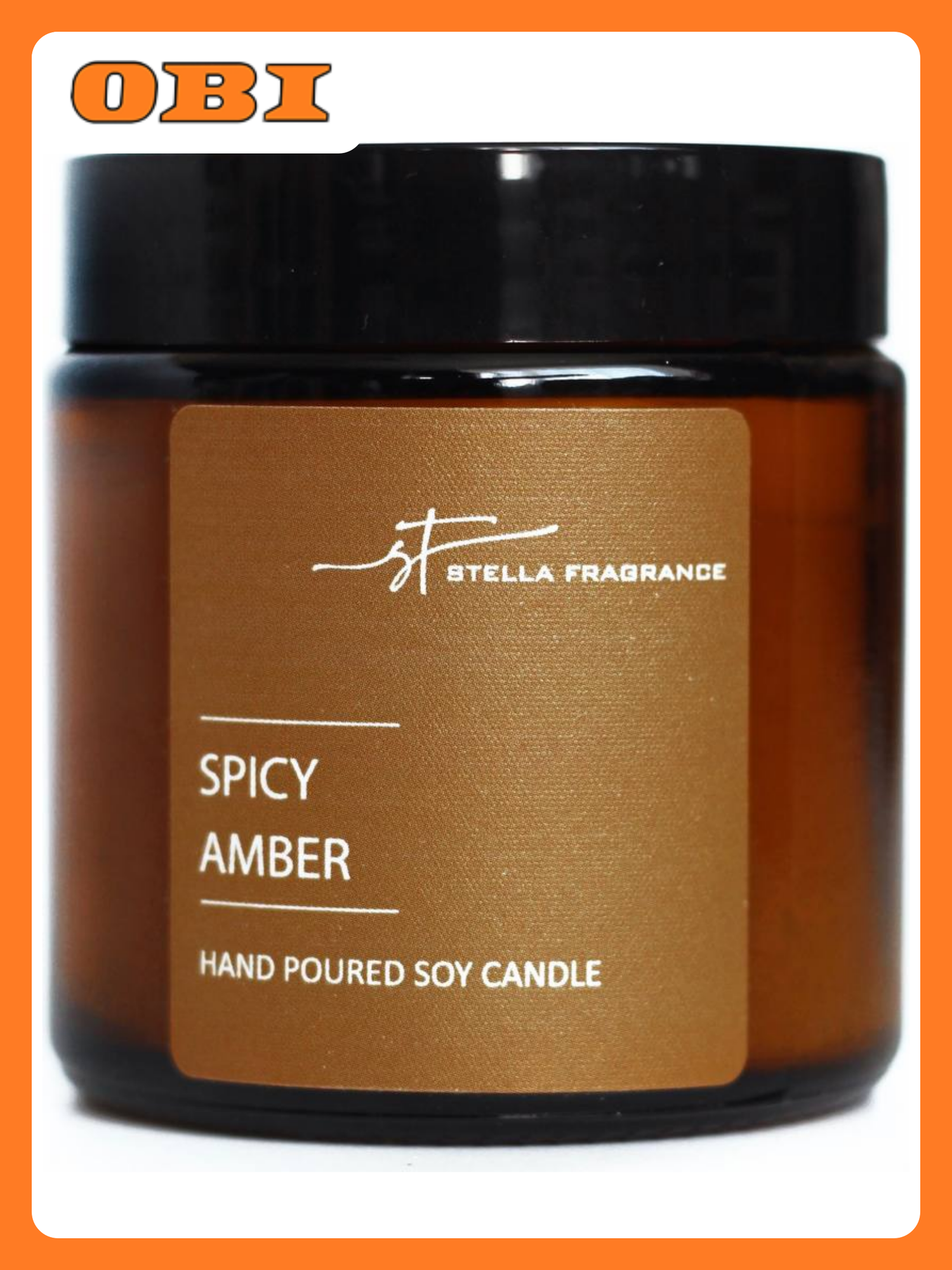 Свеча ароматическая Stella Fragrance Spicy Amber, древесный аромат, 90 г
