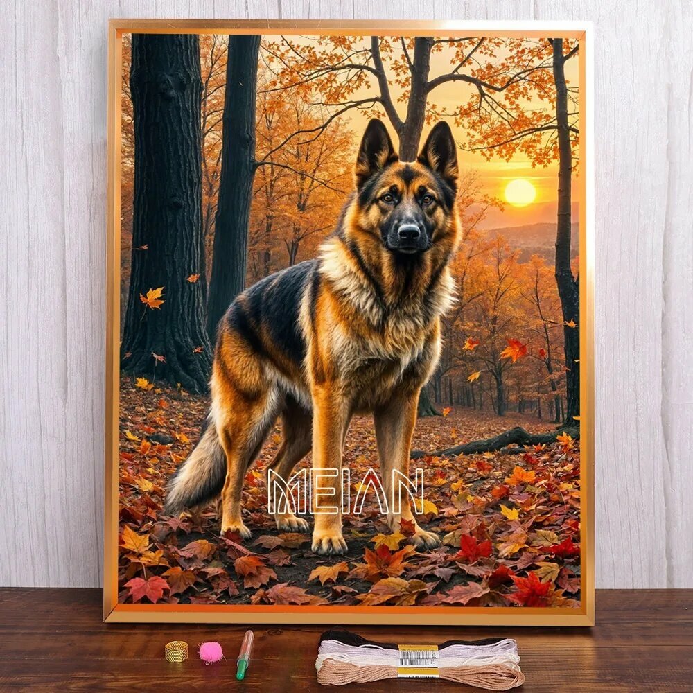 MEIAN Крестный комплект стежка,30x40CM,14CT, Немецкая овчарка