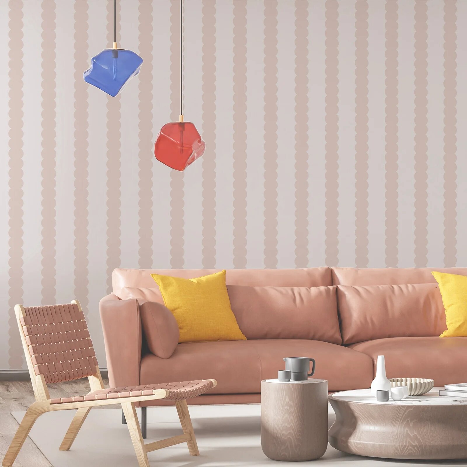 Обои Pixel&Wall розовые в полоску, 50x300 см, Tradition Un-paste