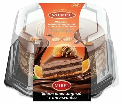 Торт бисквитно-шоколадный MIREL Шоколадный с апельсином замороженный, 700 г.