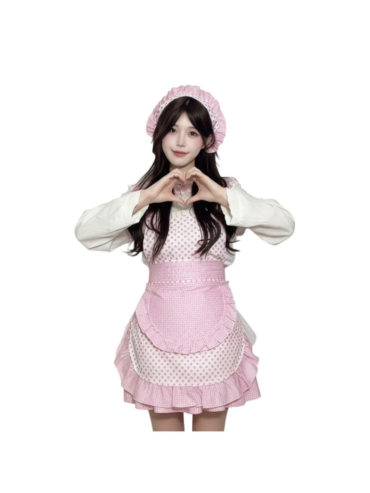 Фартук горничной с рюшами и головным убором, Фартук-платок